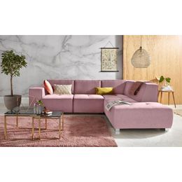 OTTO home Ecksofa &raquo;Sapporo L-Form&laquo; wahlweise Schlaffunktion oder Sitztiefenverstellung, Federkern rosa Struktur fein (100% Polyester);Luxus-Microfaser