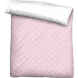Biberna Wendebettbezug &raquo;Mix & Match in Gr&ouml;&szlig;e 135x200 oder 155x220 cm&laquo; Bettbezug aus Baumwolle, gemusterte Bettw&auml;sche mit Wendeoptik rosa Mako-Satin, 