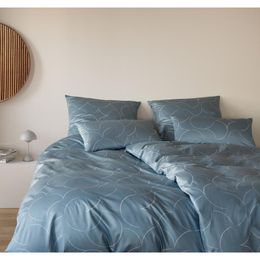 Elegante Bettw&auml;sche &raquo;Circus&laquo; 2 angenehmes Hautgef&uuml;hl blau Mako-Satin, Obermaterial: 100% Baumwolle B/L: 155cm x 220cm, 1 Stk., 1 Stk., Mako-Satin, B/L: 80cm x 