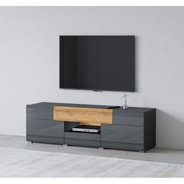 OTTO home Lowboard &raquo;Toledo,Breite 159cm, trendige TV-Schrank mit dekorative Fr&auml;sungen&laquo; TV-Board ohne Beleuchtung, TV-Kommode mit viel Stauraum schwarz