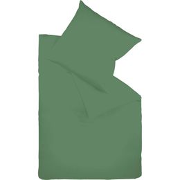 Fleuresse Bettw&auml;sche &raquo;Colours in 135x200, 155x220 oder 200x200 cm&laquo; 3 Stk. Bettw&auml;sche aus 100% Baumwolle, uni, mit Rei&szlig;verschluss gr&uuml;n Mako-Satin, 
