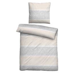 Biberna Bettw&auml;sche &raquo;Jonas&laquo; 2 Stk. kuschelig warm, weich, pflegeleicht, 100% Baumwolle, made in Germany grau Flanell, Obermaterial: 100% Baumwolle B/L: 135cm x