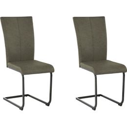 OTTO home Freischwinger &raquo;Oliver&laquo; () 2 Stk.Stuhl belastbar bis 120 Kg gr&uuml;n Holzwerkstoff, Metall, Polyester B/H/T: 43cm x 98cm x 55cm, 2 Stk., 