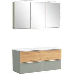Welltime Badm&ouml;bel-Set &raquo;TRIENT, Set: Spiegelschrank und Waschtisch&laquo; 2 Stk. tlg. gr&uuml;n MDF B/H/T: 120cmcm x 200cmcm x 47cmcm