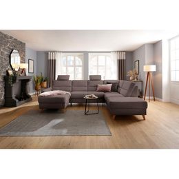 OTTO home Wohnlandschaft &raquo;Westerland U-Form&laquo; Federkern, wahlweise Schlaffunktion, Stauraum und Armlehn-Verstellung braun 98% Polyester 2% Polyamid B/H