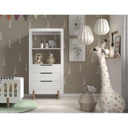 Vipack Stauraumregal Made in Europe, als Regal o. H&auml;ngem&ouml;glichkeit nutzbar, 3 gr. Schubladen, Wei&szlig; lackiert wei&szlig; Holzwerkstoff B/H/T: 88cm x 180cm x 54,4cm, 