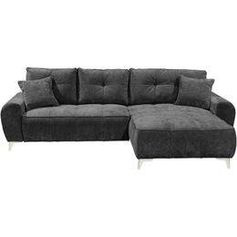 ED EXCITING DESIGN Ecksofa &raquo;Elisa&laquo; grau 100% Polyester B/H/T: 284cm x 48cm x 191cm, Webstoff, inkl. Schlaffunktion,inkl. Bettkasten,inkl. 3 
