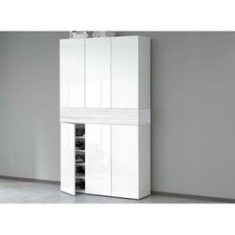 Home Affaire Schuhschrank &raquo;Savona&laquo; H&ouml;he 200cm, 12 Einlegeb&ouml;den, 21 F&auml;cher wei&szlig; Holzwerkstoff wei&szlig;/l&auml;rche wei&szlig;, B/H/T: 114cm x 200cm x 35cm, T&uuml;ren: 6 