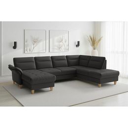 Sit & More sit&more Wohnlandschaft &raquo;Pamela, U-Form, B: 292 cm, Leder&laquo; B/H/T: 292cm x 90cm x 212cm, NaturLEDER Stoff, Ottomane rechts,mit Bett in Stoff,mit 