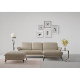 Sit & More sit&more Ecksofa &raquo;Fashion L-Form&laquo; wahlweise mit Kopfteilverstellung und Vorziehsitz, motorisch beige B/H/T: 253cm x 84cm x 165cm, Luxus-Microfasermit 