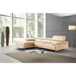 Egoitaliano Ecksofa &raquo;Malika, edel und bequem, Designsofa mit hochwertigen Bez&uuml;gen, L-Form&laquo; mit Recamiere, inkl. Kopfteilverstellung und chromfarbenen Metallf&uuml;&szlig;en 