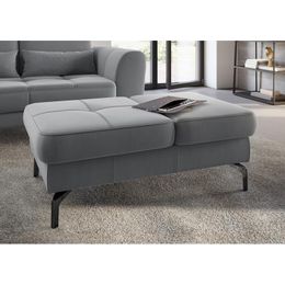 Sit & More sit&more Hocker &raquo;Bendigo&laquo; mit Klappfunktion, Bodenfreiheit 15 cm, wahlweise in 2 Fu&szlig;farben grau B/H/T: 114cm x 45cm x 71cm, Samtoptik,mit schwarzem 