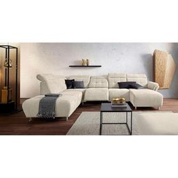 Home Affaire Wohnlandschaft &raquo;Manhattan U-Form&laquo; 2 Sitze mit elektrischer Relaxfunktion, verstellbare Armlehnen beige Luxus Microfaser2 (90% Polyester, 