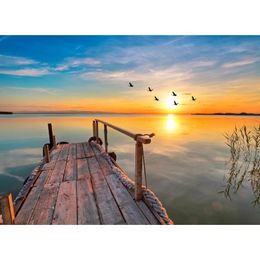 papermoon Fototapete &raquo;Sunset Pier&laquo; glatt bunt Vlies B/L: 2,5m x 1,86m, Bahnen: 5 Stk.