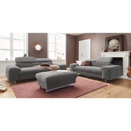 COTTA 3-Sitzer &raquo;Chef&laquo; mit Kopfteilverstellung grau Chenille (90% Polyester, 10% Polyamid);Struktur (100% Polyester) B/H/T: 232cm x 72cm x 105cm, 