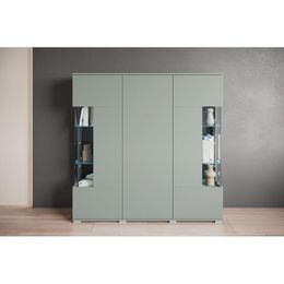 OTTO home Highboard &raquo;Kenia&laquo; 1 Stk. tlg. Modernes Highboard, mit Glast&uuml;ren, Breite 135 cm gr&uuml;n B/H/T: 135cm x 134cm x 39,5cm, 2 Stk.