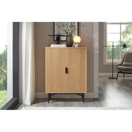 Salesfever Kommode &raquo;Visby Stilvolles Sideboard f&uuml;r den Wohnbereich&laquo; Eiche Echtholzfurnier beige Furnier, MDF, Metall B/H/T: 80cm x 110cm x 40cm,mit 4 