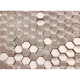 Livingwalls living walls Fototapete &raquo;Designwalls Hexagon Surface 2&laquo; glatt Vlies, Wand, Schr&auml;ge, Decke grau Vlies B/L: 3,5m x 2,55m