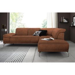 OTTO home Ecksofa &raquo;Caluna&laquo; Inkl.Sitztiefenverstellung, wahlweise mit Kopf- und Armteilverstellung braun Luxus-Microfaser Vintageoptik (100% Polyester)