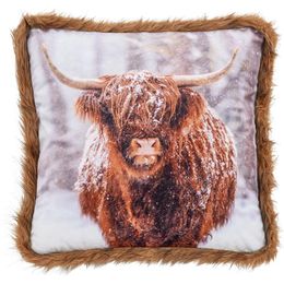 done. Dekokissen &raquo;Highland&laquo; Bedrucktes Kissen in feinem Samtstoff bunt Polyester B/L: 45cm x 45cm, 1 Stk.
