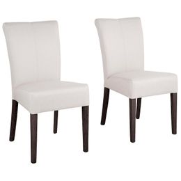 Home Affaire Esszimmerstuhl &raquo;Queen&laquo; (Set) 2 Stk.Beine aus massiver Buche, wengefarben lackiert, Polsterstuhl beige Massivholz B/H/T: 46cm x 93cm x 