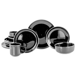 Creatable Kombiservice &raquo;Nordic Gourmet, Service 10-tlg.&laquo; Minimalistisches Design, Gl&auml;nzende Glasur, Nordische &Auml;sthetik Steinzeug 10