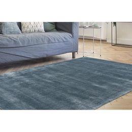 Padiro Teppich &raquo;Village 125&laquo; rechteckig 12 mm H&ouml;he blau Bambus B : 80cm 1 Stk., 12mm, L: 150cm