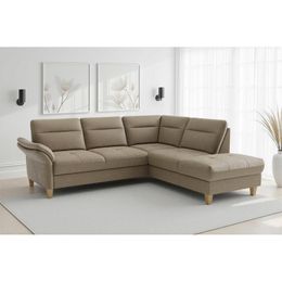 Sit & More sit&more Ecksofa &raquo;Pamela, B: 218 cm, L-Form, wahlweise mit Schlaffunktion und Bettkasten&laquo; mit Federkern und Liegefl&auml;che aus Originalstoff beige 100% 
