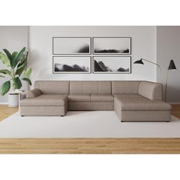 DOMO collection Wohnlandschaft &raquo;Topper, elegant und zeitlos, komfortabel, U-Form&laquo; wahlweise mit Bettfunktion braun B/H/T: 320cm x 78cm x 213cm, 