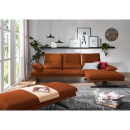W.Schillig Ecksofa &raquo;broadway, Designsofa mit tollem Sitzkomfort&laquo; Sitztiefenverstellung, Kopfteil- & Seitenteilverstellung, Breite 291cm braun Longlife