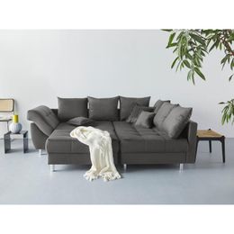 Collection AB Ecksofa &raquo;Innsbruck L-Form, B: 247 cm&laquo; Set: Sofa & Hocker, 3 Zierkissen, Federkern grau Microfaser PRIMABELLE (100% Polyester), Struktur 