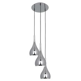 N&auml;ve n&auml;ve Pendelleuchte &raquo;Retro&laquo; E27 3-flammig H&auml;ngeleuchte, Pendelleuchte, 3xE27, Farbe: chrom schwarz 3, &Oslash; 16cm H: 80cm