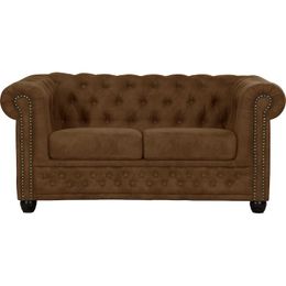 Home Affaire Chesterfield-Sofa &raquo;Rysum&laquo; Chesterfield-Optik, in 2 Bezugsqualit&auml;ten braun Luxus-Microfaser Lederoptik (100% Polyester) B/H/T: 148cm x 