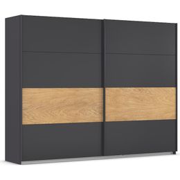 Rauch Schwebet&uuml;renschrank &raquo;Kleiderschrank Schrank Garderobe Schlafzimmerschrank MALVA&laquo; Bauchbinde abgesetzt in geb&uuml;rstetem Eiche Furnier MADE IN 