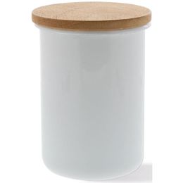 HONEYWARE Frischhaltedose auslaufsicher, bruchfest, mit hochwertigem Holzdeckel wei&szlig; Emaille, Kunststoff B/H/L: 10cm x 14cm x 10cm