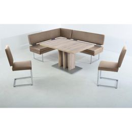 K+w Komfort & Wohnen K+W Komfort & Wohnen Essgruppe 4 Stk. tlg. langer Schenkel links oder rechts, 2 Freischwinger, 1 Funktionstisch grau B/H/T: 158cm x 89cm x 199cm, 