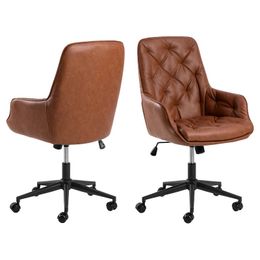 ACTONA GROUP Schreibtischstuhl &raquo;Erik&laquo; () Schreibtischstuhl, PU retro Cognac, 5 Stern Gestell matt schwarz braun B/H/T: 60cm x 106cm x 67,5cm, 