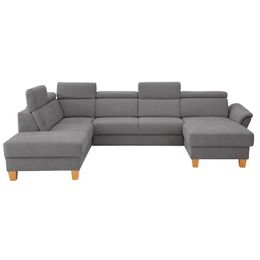 OTTO home Wohnlandschaft &raquo;Conville U-Form&laquo; Kopfteilverstellung wahlweise mit Schlaffunktion und Bettkasten grau 100% Polyester B/H/T: 322cm x 84cm x 