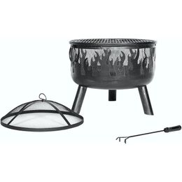 Buschbeck Feuerschale &raquo;Faya&laquo; &Oslash;xH: 53x55 cm, mit Funkenschutzhaube und Grillrost schwarz Stahl Einheitsgr&ouml;&szlig;e