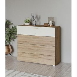 Home Affaire Schubkastenkommode &raquo;Bitry, Breite 100 cm, Sideboard mit Schubladen, viel Stauraum&laquo; Mehrzweckschrank f&uuml;hlbare Struktur, Holzoptik beige B/