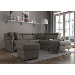 Sit & More sit&more Ecksofa &raquo;Freetown L-Form&laquo; inklusive Kopfteilverstellung und komfortablem Federkern grau B/H/T: 252cm x 84cm x 216cm, NaturLEDER , Ottomane 