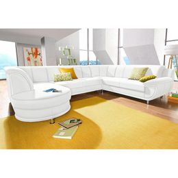Trendmanufaktur Wohnlandschaft &raquo;Rondo, wahlweine mit Federkern, Breite 320cm, U-Form&laquo; mit Schaumstoffpolsterung, mit Bettfunktion wei&szlig; Softlux -