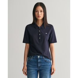 Gant Damen Poloshirt &raquo;SLIM SHIELD KA PIQUE POLO&laquo; mit grafischer Logostickerei auf der Brust blau XS