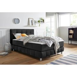 Home Affaire Boxspringbett &raquo;Salo&laquo; incl. Topper, 6 Breiten, 2 H&auml;rtegrade, TFK auch in H&auml;rtegrad 4 grau Struktur (100% Polyester);Bezug der 