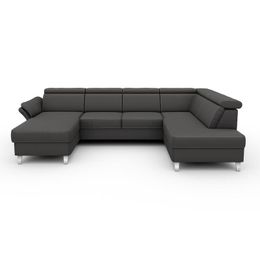 Sit & More sit&more Wohnlandschaft &raquo;Vincenzo U-Form&laquo; inklusive Kopfteilverstellung, optional Schlaffunktion & Bettkasten grau B/H/T: 317cm x 84cm x 93cm, Luxus-