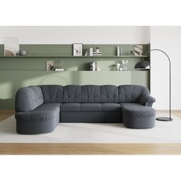 DOMO collection Wohnlandschaft &raquo;Pegnitz, zeitlos&modern, elegante R&uuml;ckensteppung, Breite 292cm, U-Form&laquo; wahlweise mit Bettfunktion grau 92% Polyester,