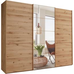 Wiemann Schwebet&uuml;renschrank &raquo;Cardiff&laquo; mit massiven Holzt&uuml;ren und Spiegel braun Floatglas, Holzwerkstoff B/H/T: 246,3cm x 217cm x 67cm, T&uuml;ren: 3 Stk.