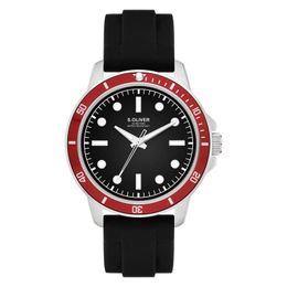 s.Oliver Herren s.Oliver Quarzuhr &raquo;Elegant Silicone&laquo; Armbanduhr, Herrenuhr, Silikonarmband, analog rot Einheitsgr&ouml;&szlig;e