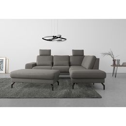 Sit & More sit&more Ecksofa &raquo;Cinturo L-Form&laquo; inklusive Sitztiefenverstellung und Federkern, Sitzh&ouml;he 48 cm grau B/H/T: 260cm x 91cm x 226cm, Luxus-Microfaser 