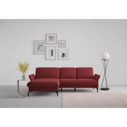Sit & More sit&more Ecksofa &raquo;Fashion L-Form&laquo; wahlweise mit Kopfteilverstellung und Vorziehsitz, motorisch rot B/H/T: 253cm x 84cm x 165cm, Luxus-Microfaser 